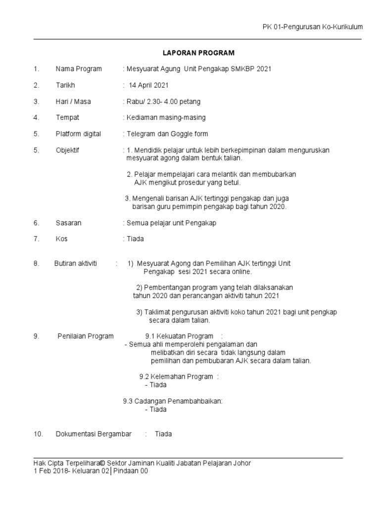Laporan Program Pengakap 2021 | PDF