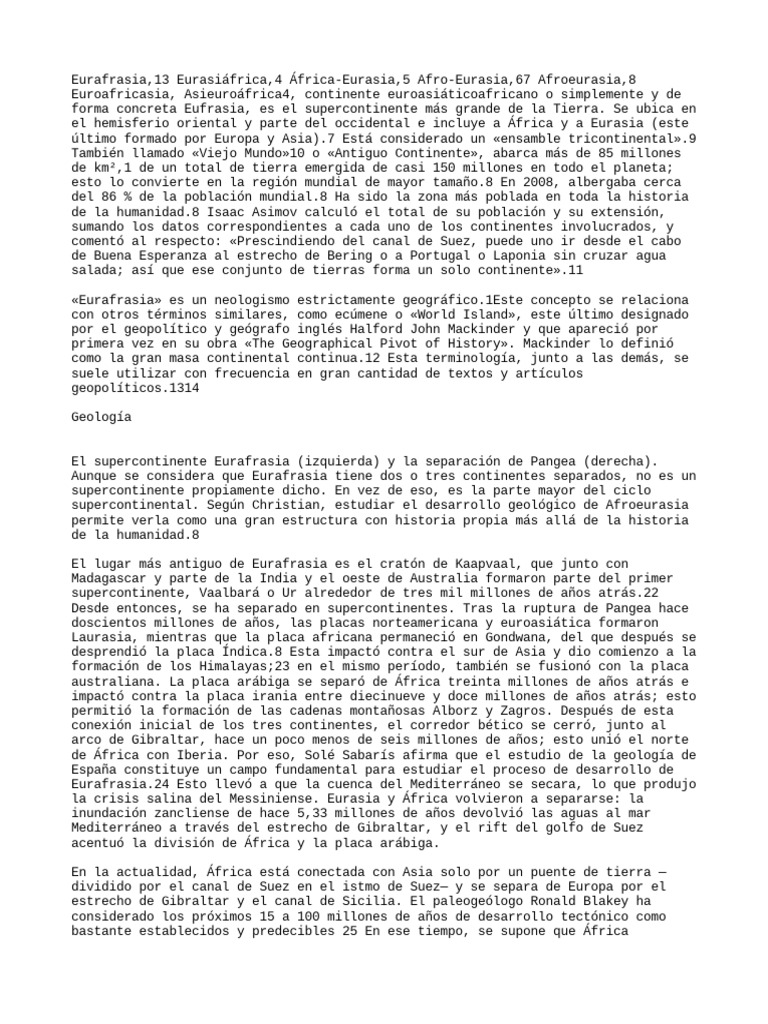 Eurafrasia: El Supercontinente Tricontinental | PDF | Afro Eurasia ...