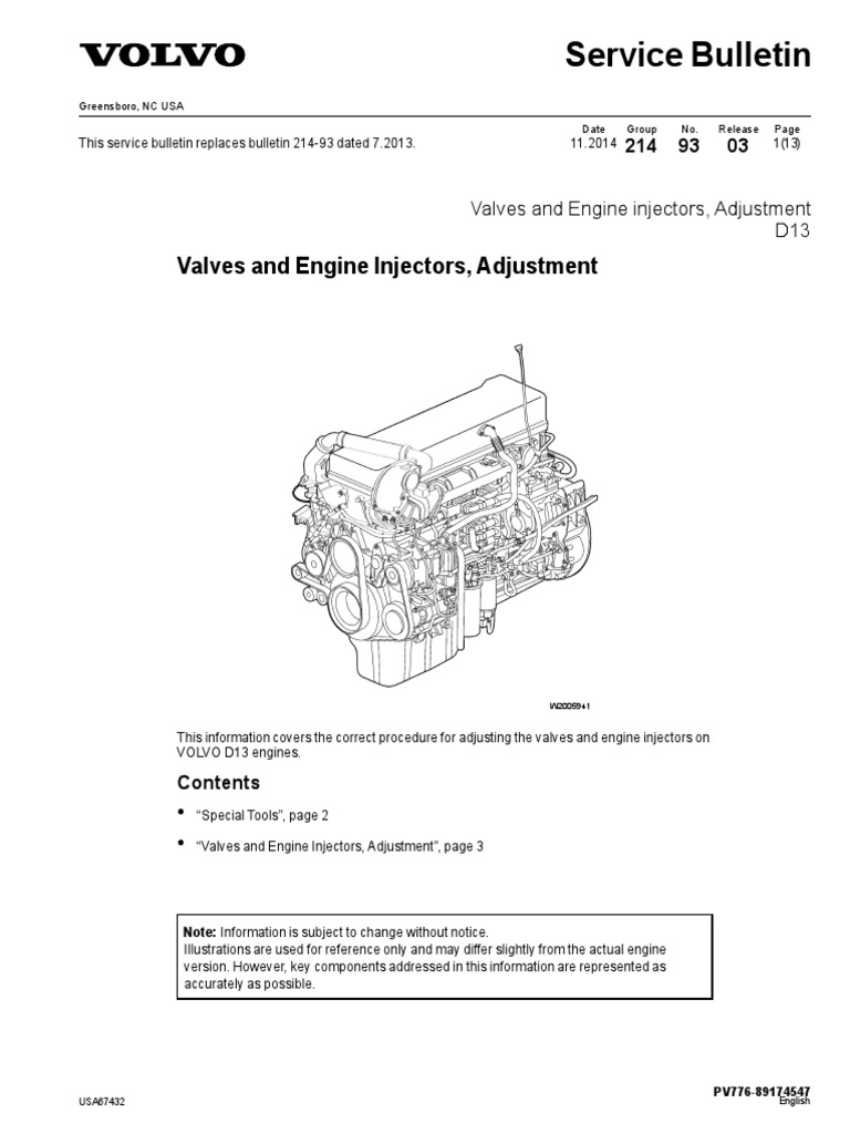 D13 Valve Adjustment | PDF | Vehicles | Engines