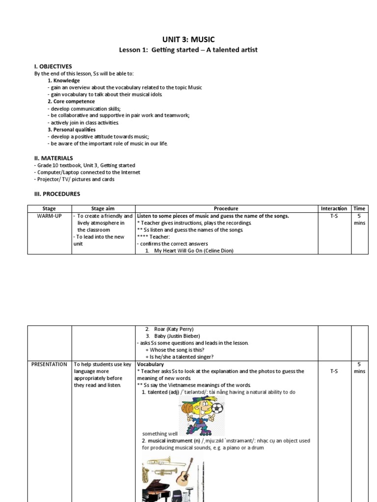 Lesson Plan (Unit 3 Getting Started) | PDF | Reading Comprehension ...