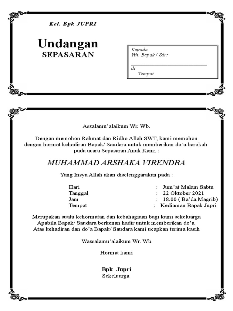 Undangan Sepasaran | PDF