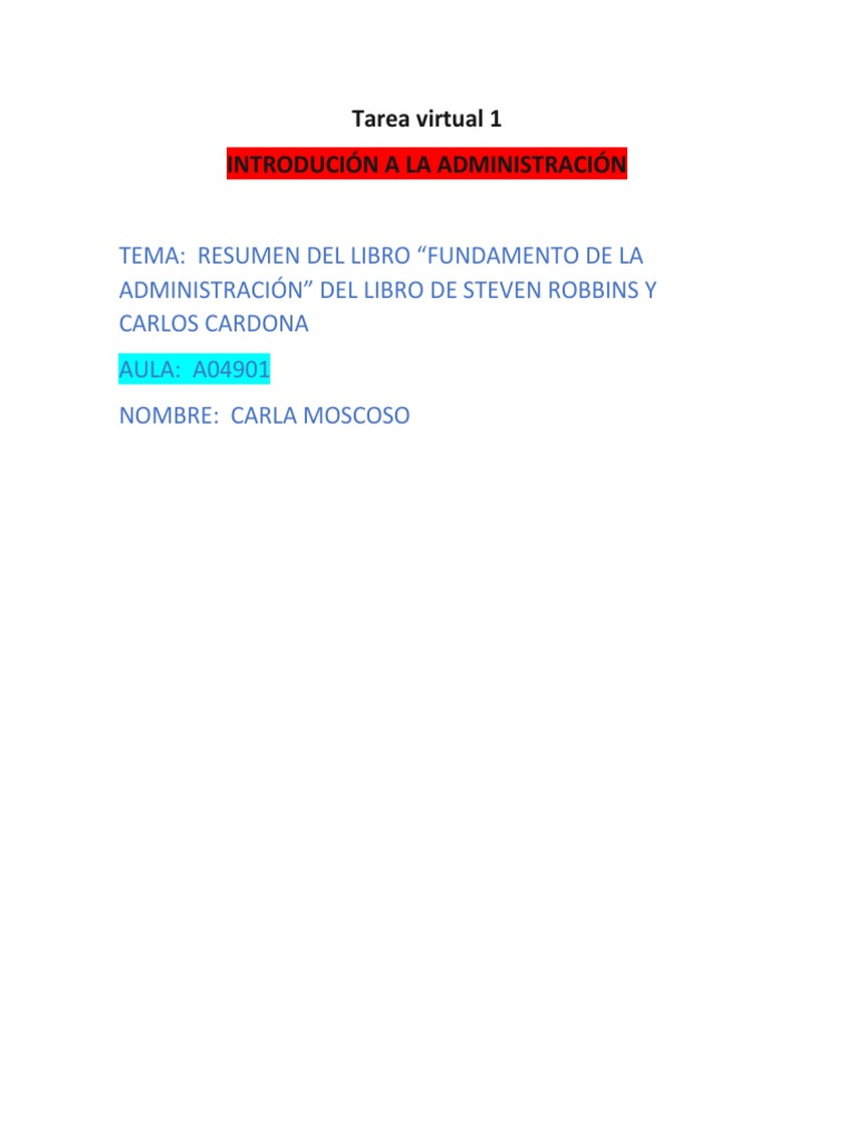 Tarea Virtual 1 Resumen | PDF