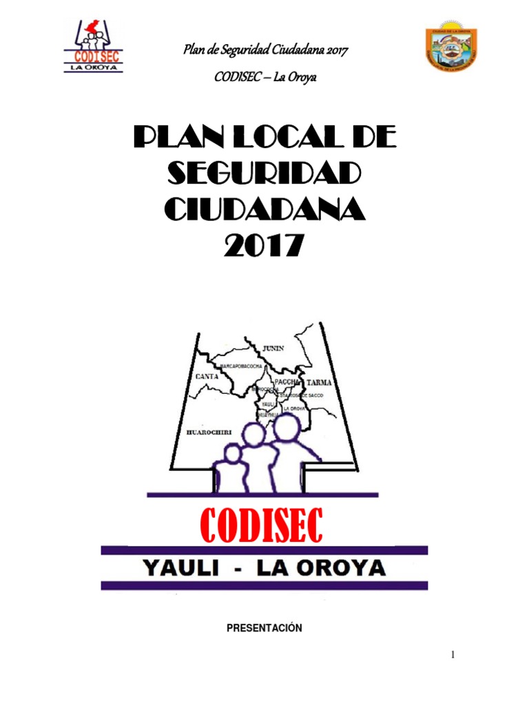 Plan de Seguridad Ciudadana 2017 Codisec La Oroya Plan Local de ...