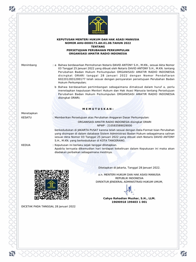 Kep - MenKumHAM - No. - AHU-0000173.AH - .01.08.TAHUN2022 - Tentang-Persetujuan-Perubahan ...