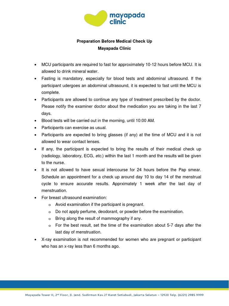 Preparation Before Medical Check Up | PDF | Self-Improvement