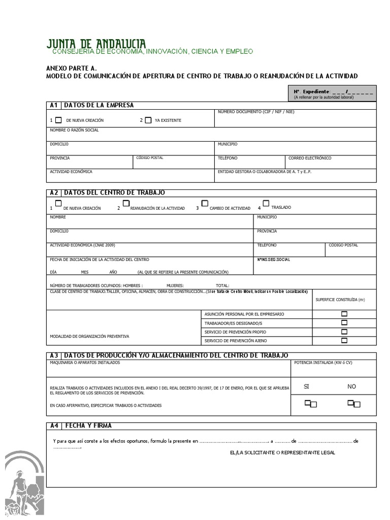 Comunicación de Apertura de Los Centro de Trabajo | PDF