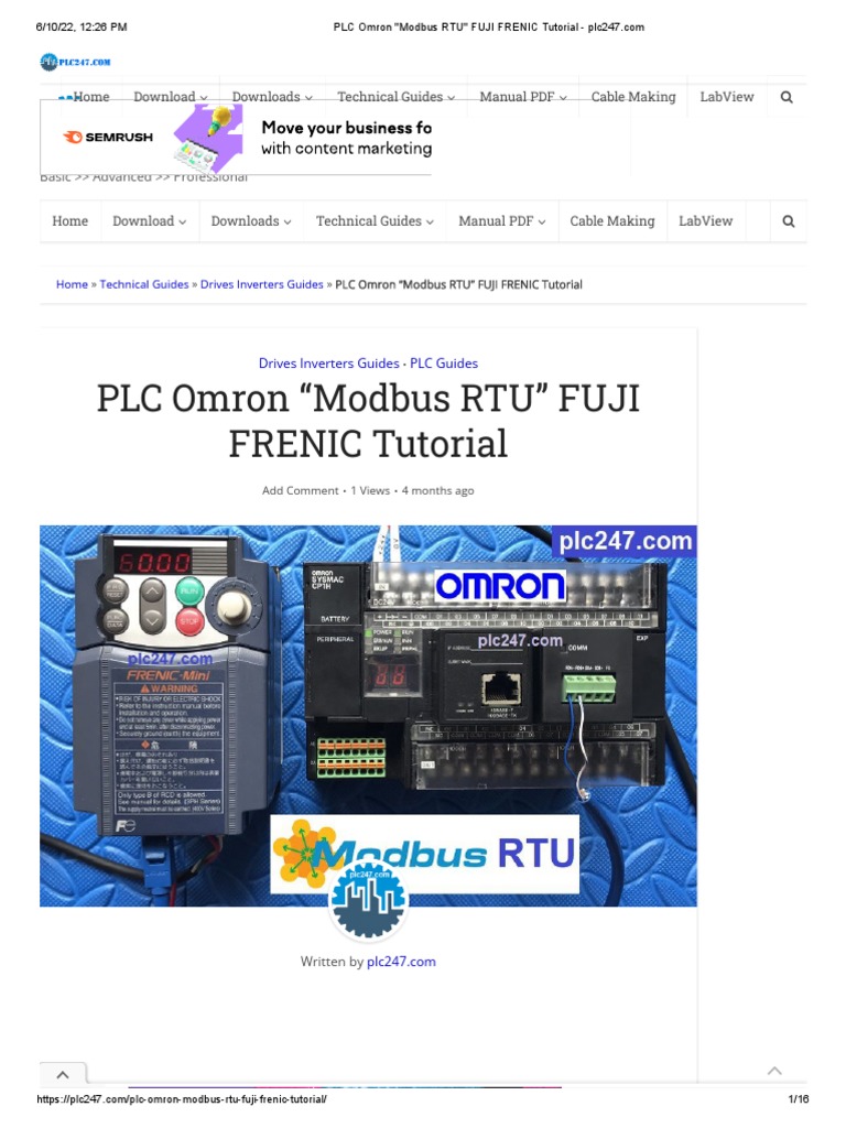 PLC Omron - Modbus RTU - FUJI FRENIC Tutorial | PDF