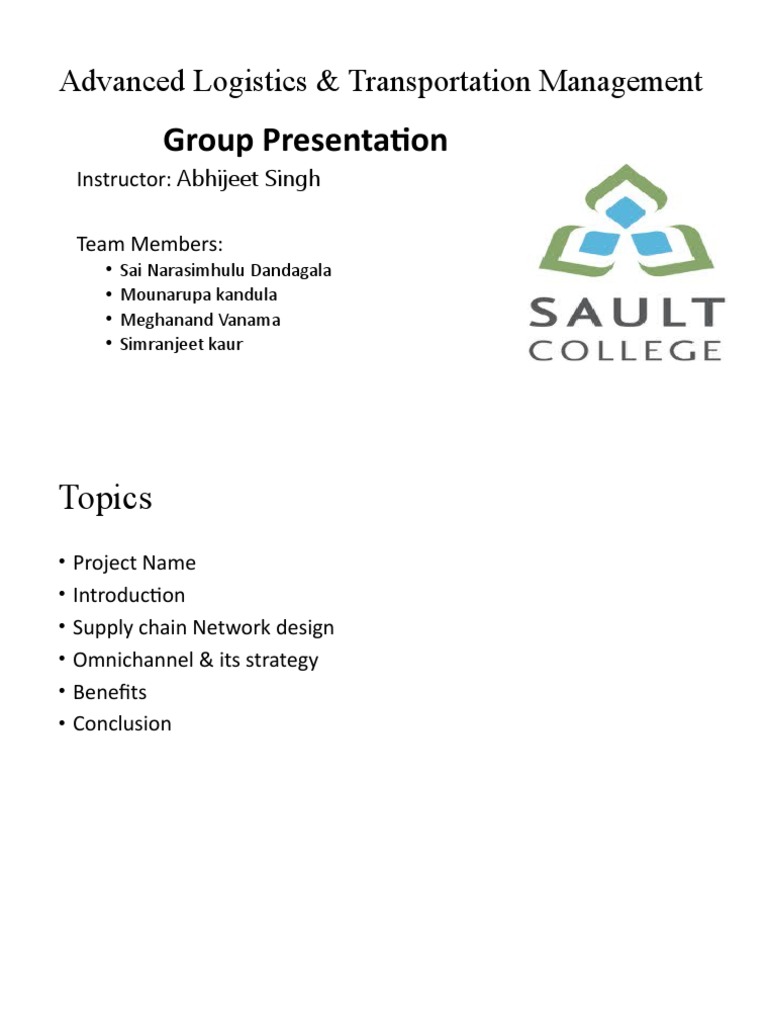 Assignment File - Group Presentation | PDF | Logistics | Supply Chain
