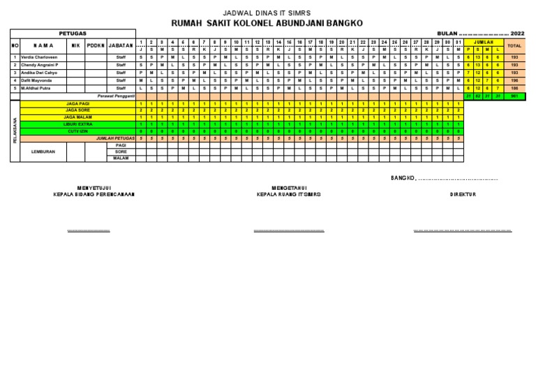 Contoh Form Jadwal Dinas | PDF
