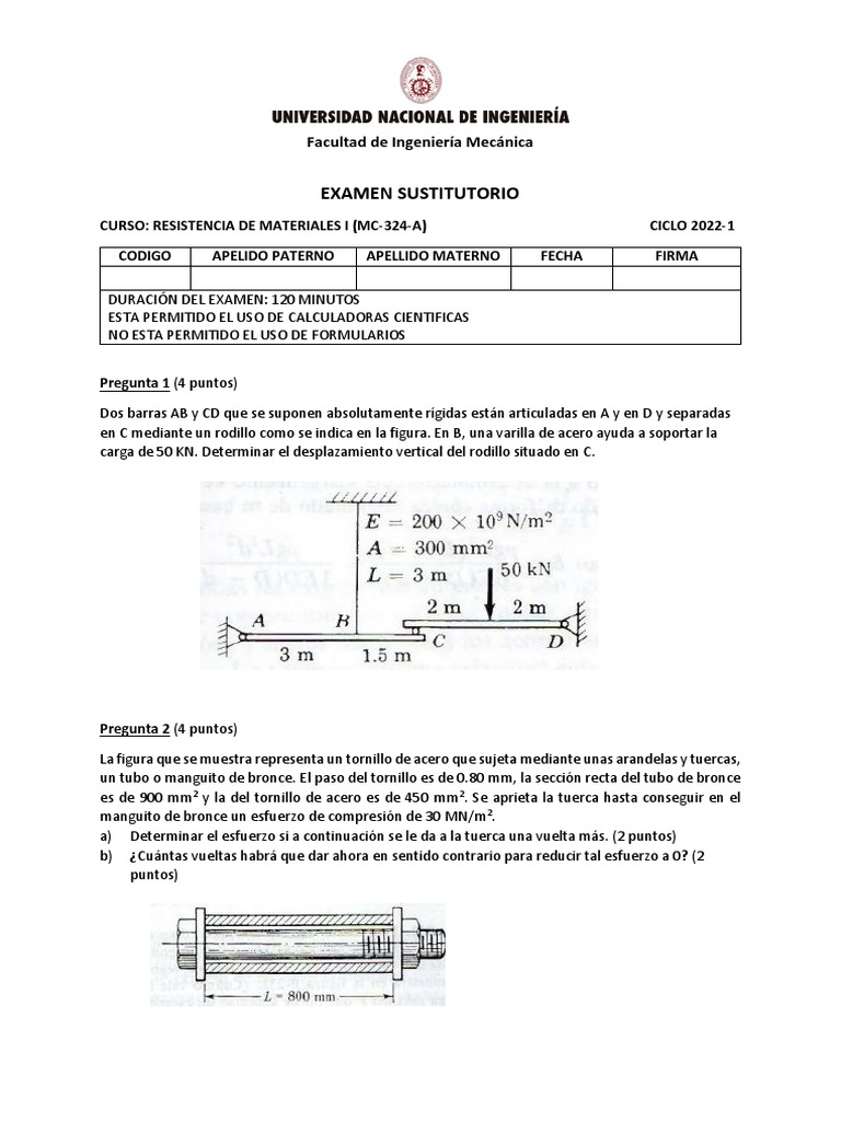 ExS - RESISTENCIA I - 2022-1 | PDF