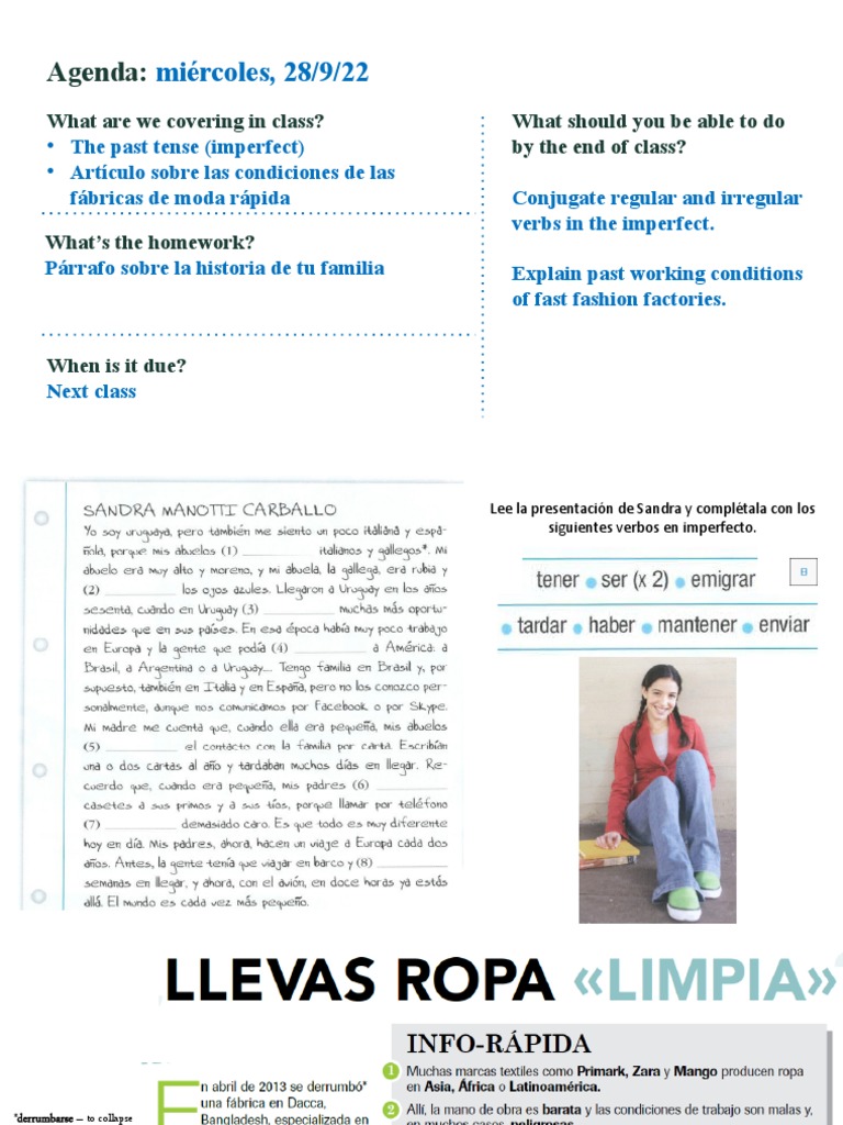 Clase sobre pasado y moda rápida | PDF | Artes del Lenguaje y Comunicación