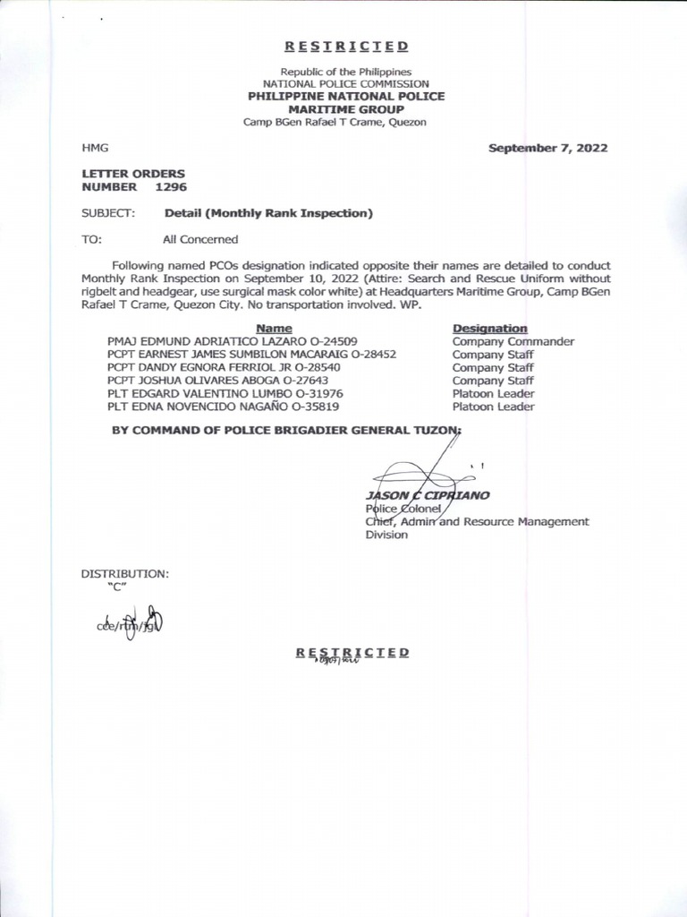 Lo 1296 - Detail (Monthly Rank Inspection) | PDF