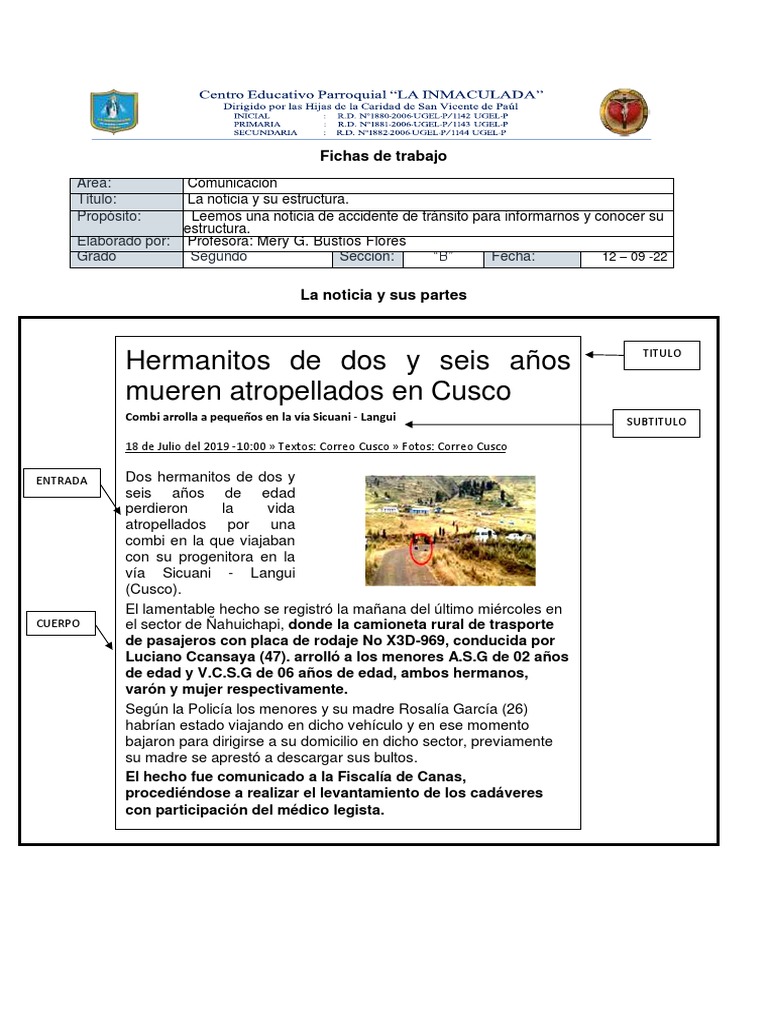 La Noticia Y Su Estructura Pdf Entorno Natural Ecología