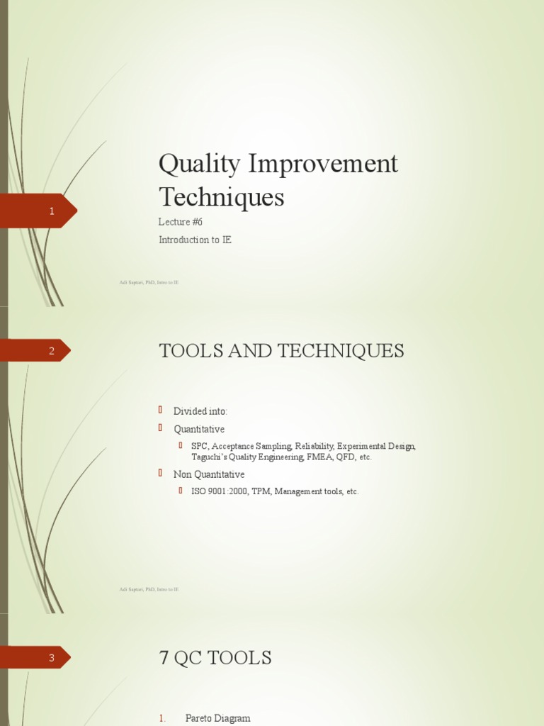 Lecture #5 Quality Improvement Techniques | PDF | Systems Engineering | Business Process