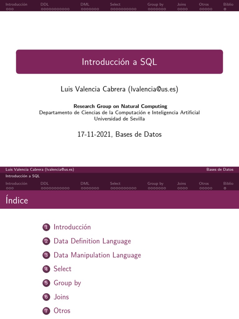 LibroTexto01 Introduccion A SQL - Universidad de Sevilla | PDF | SQL ...