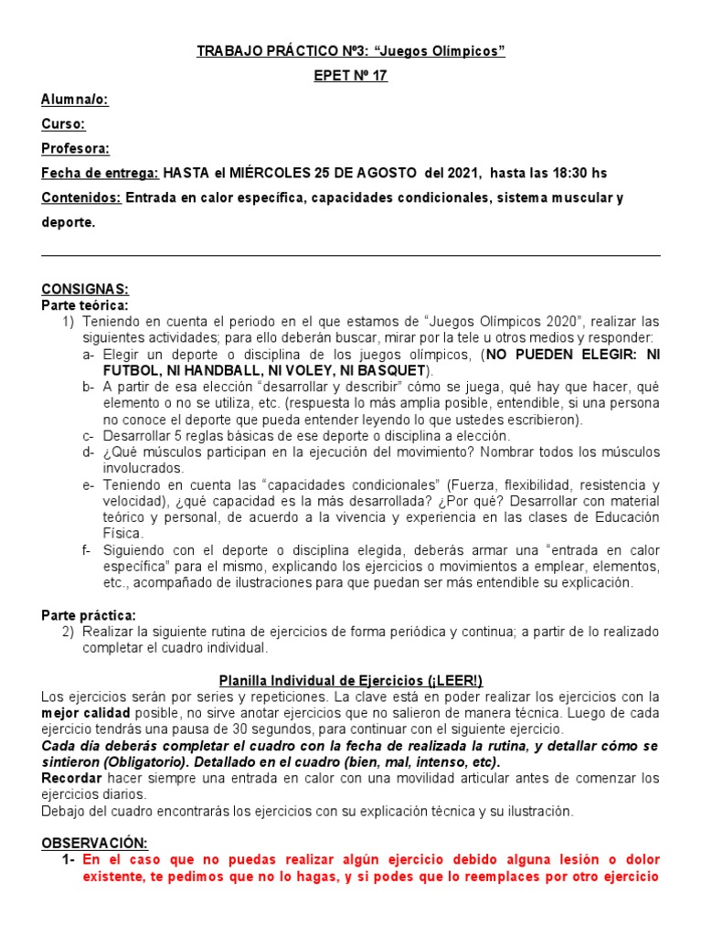 Actividades y Ejercicios Juegos Olímpicos | PDF | Rodilla