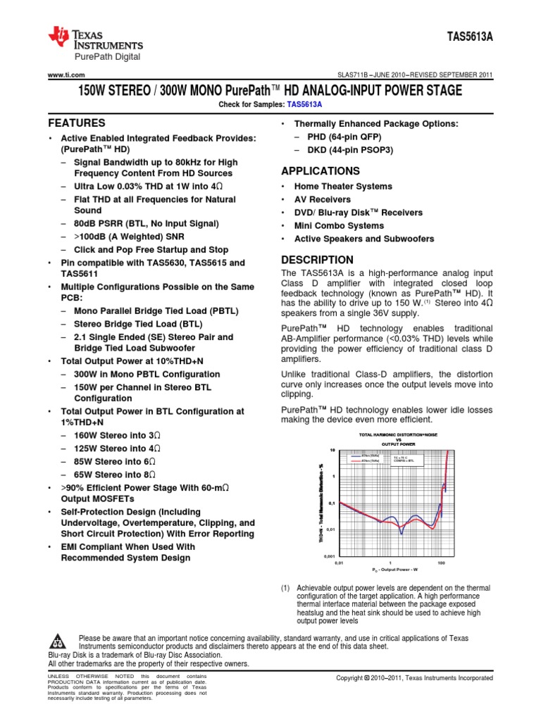 Tas 5613 | PDF | Power Supply | Amplifier