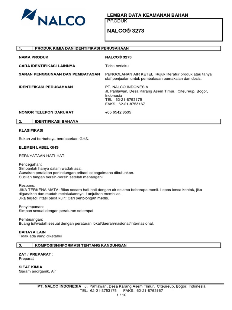 NALCO® 3273: Produk | PDF