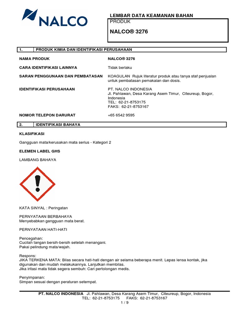 NALCO® 3276: Produk | PDF