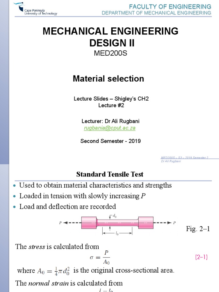 Lecture - 2 - MED260S - 2022 - Material Selection | PDF