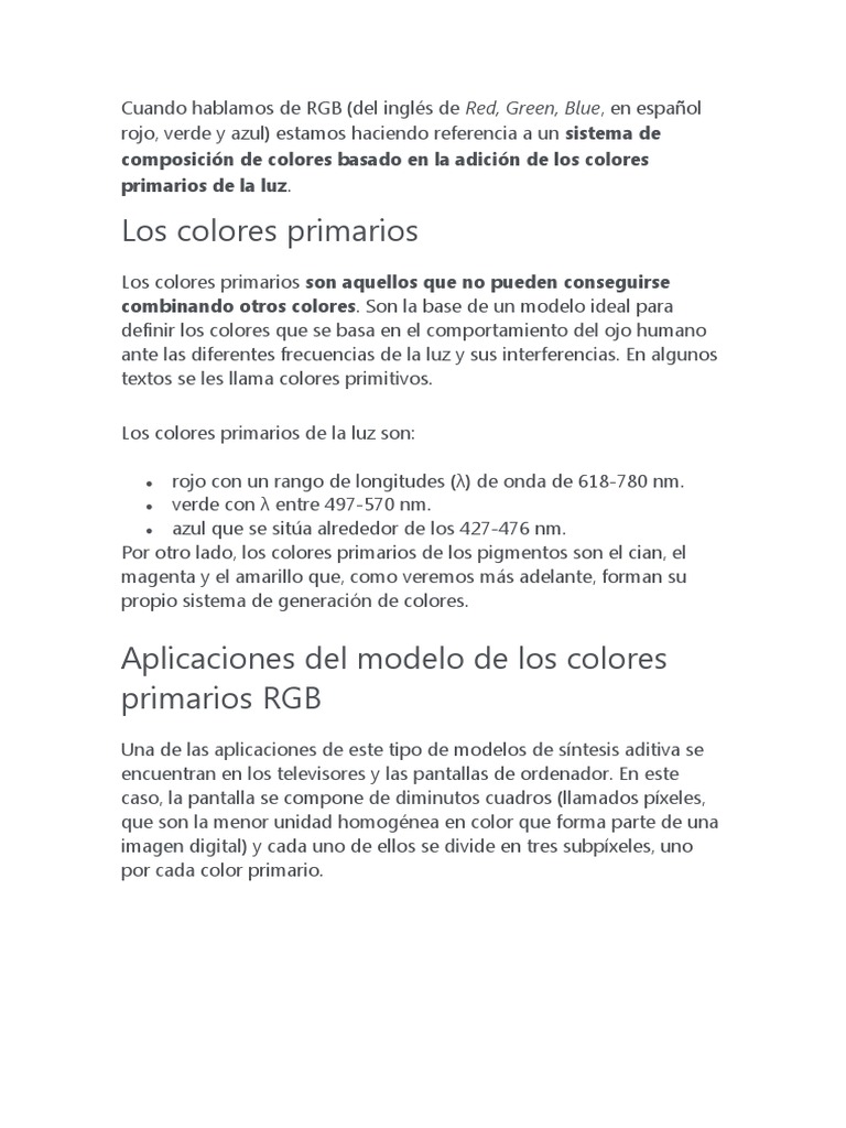 Color RGB | PDF | Color | Modelo de color Rgb