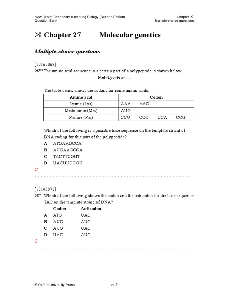 % Chapter 27: Molecular Genetics | PDF | Translation (Biology ...