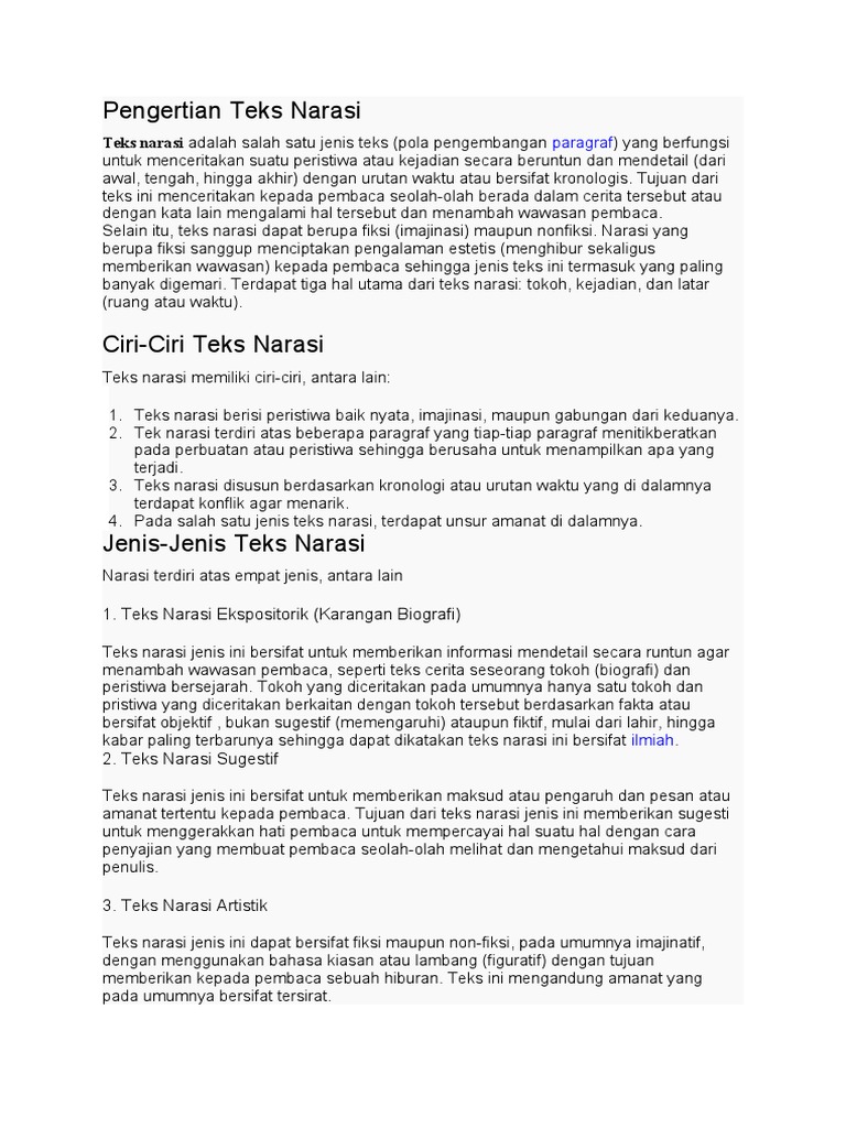 Pengertian Teks Narasi | PDF