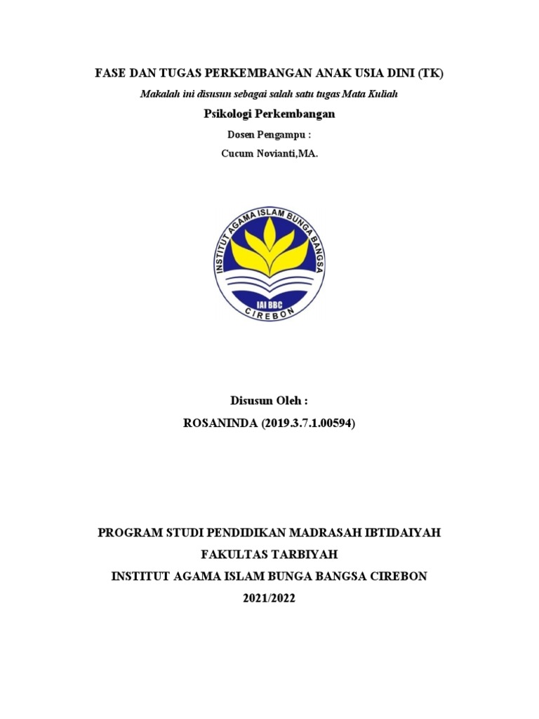 Tugas Dan Fase Perkembangan Anak Usia Dini | PDF