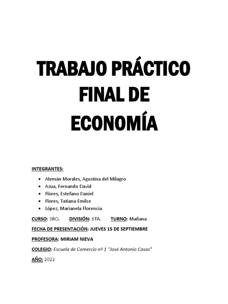 Trabajo Práctico Final de Economía | PDF | Carne | Quinua