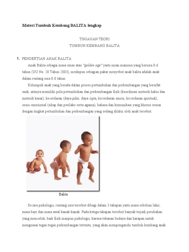 Materi Tumbuh Kembang BALITA Lengkap | PDF