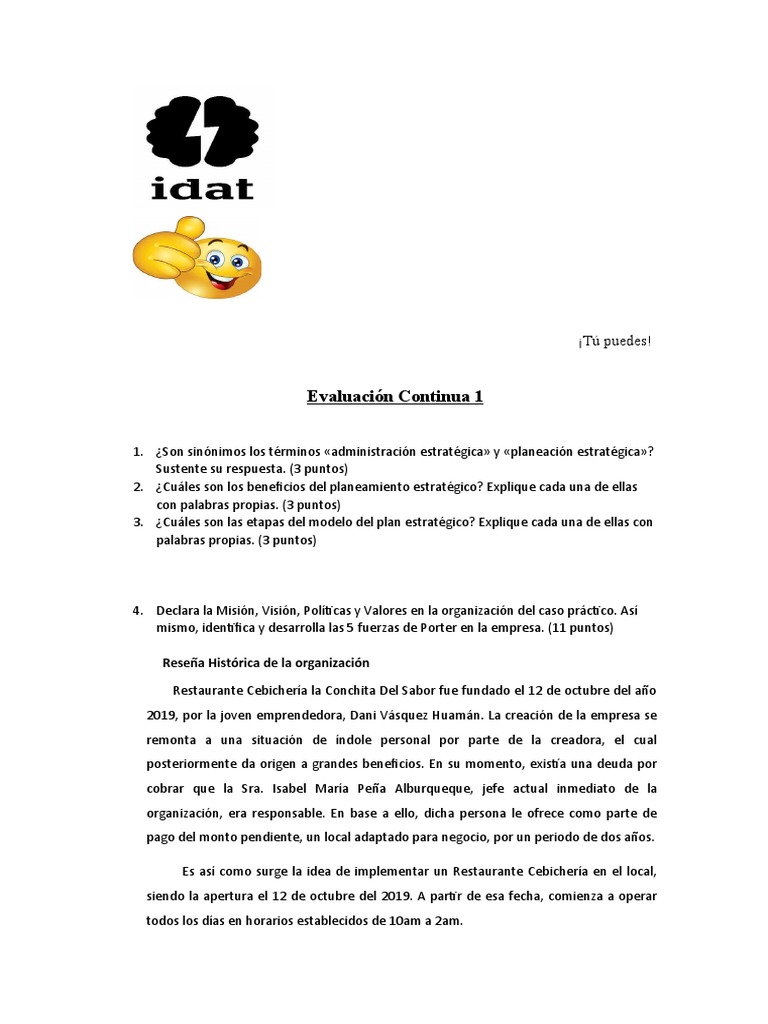 Evaluaciòn Continua 1 | PDF | Planificación | Business Evaluaciòn Continua 1 | PDF | Planificación | Business