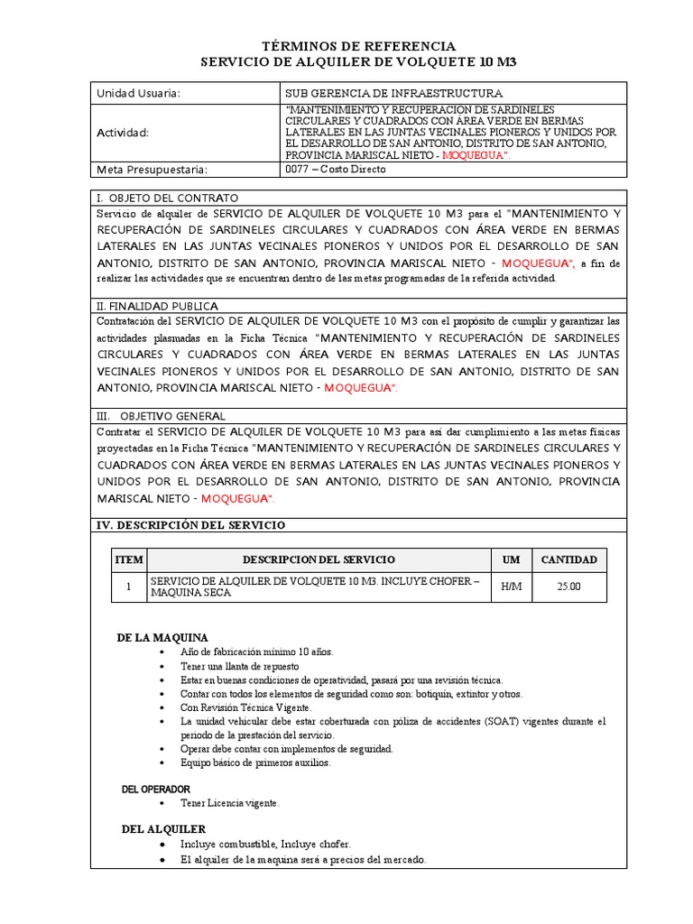 TDR Volquete | PDF | Finance & Money Management | Technology & Engineering