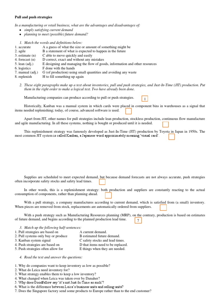 Pull and Push Strategies | PDF | Lean Manufacturing | Supply Chain