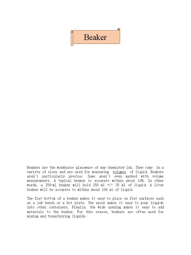 Beaker Types and Functions in Chemistry | PDF