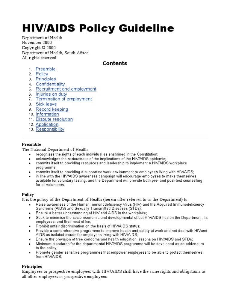 Handout 1 | PDF | Employment | Hiv/Aids