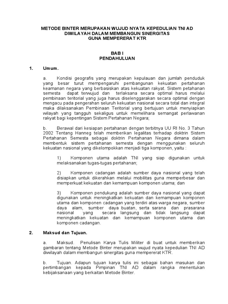 Metode Binter TNI AD untuk Sinergitas | PDF | Politik | Ilmu Sosial