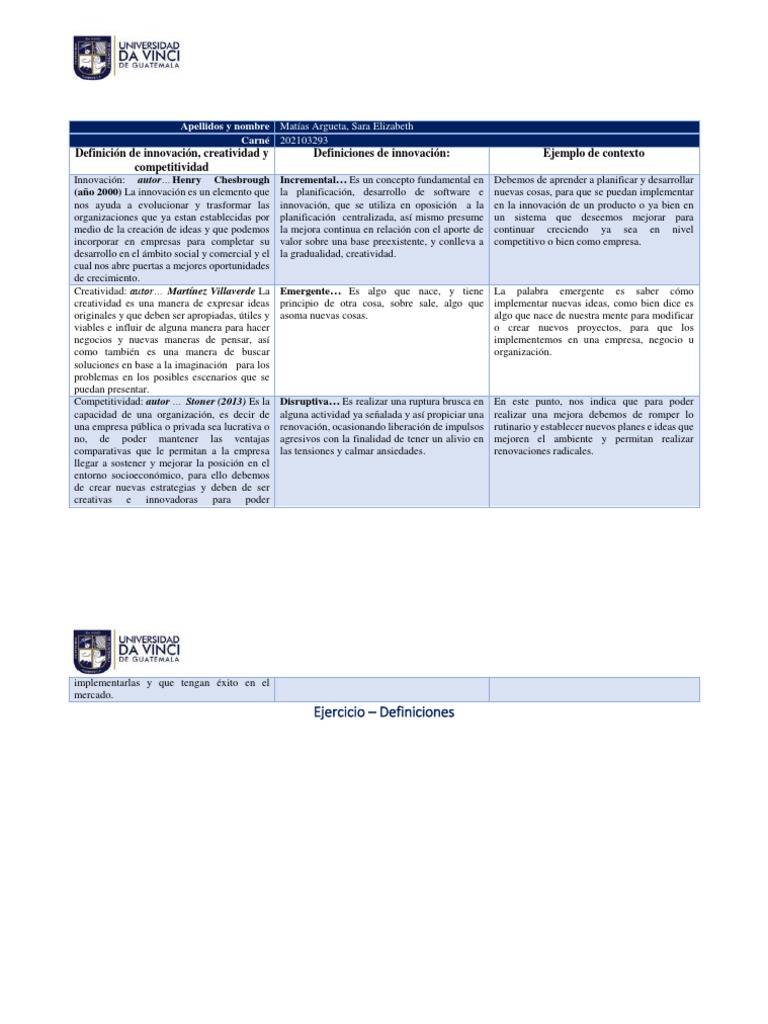 Ejercicio - Innovación | PDF | Innovación | Creatividad