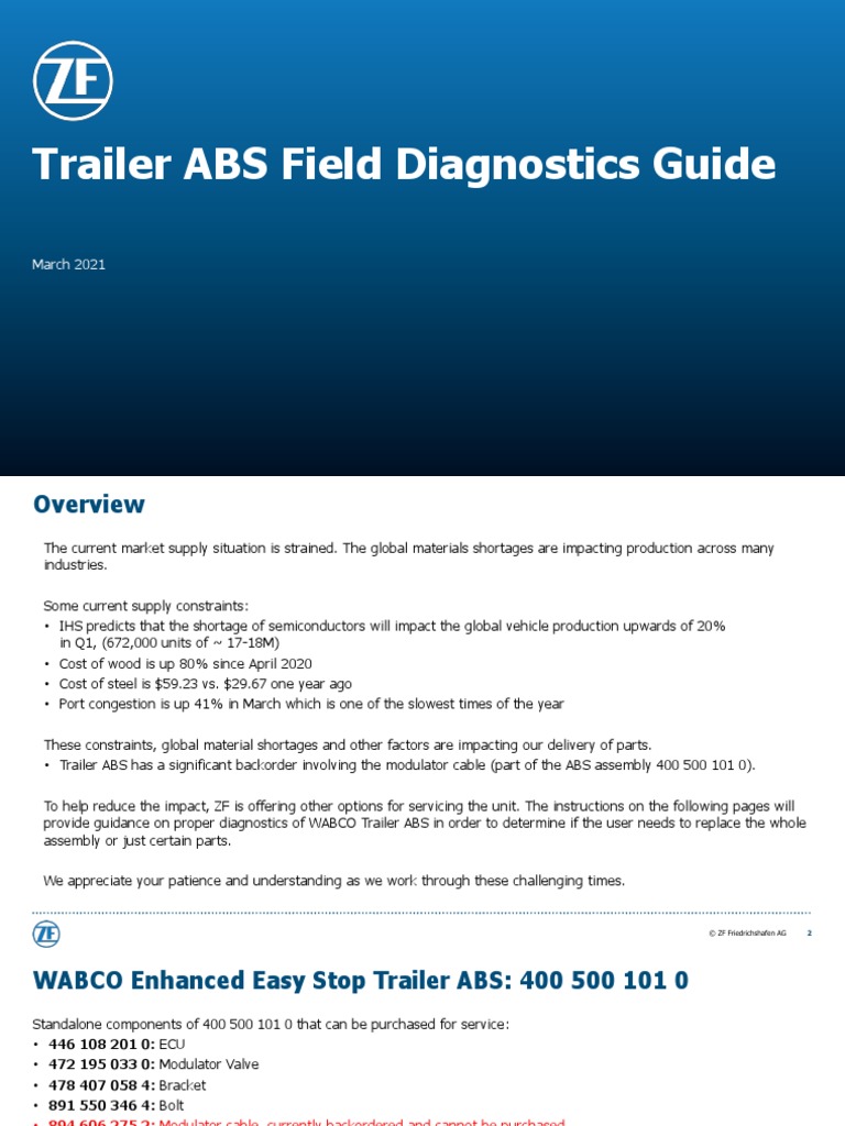 400 500 101 0 - Field Diagnostics Guide - March 2021 | PDF | Anti Lock Braking System | Computing