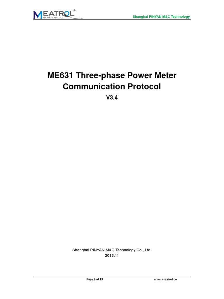 ME631 Modbus RTU Communication Protocol V3.4.181101 en | PDF | Integer (Computer Science ...