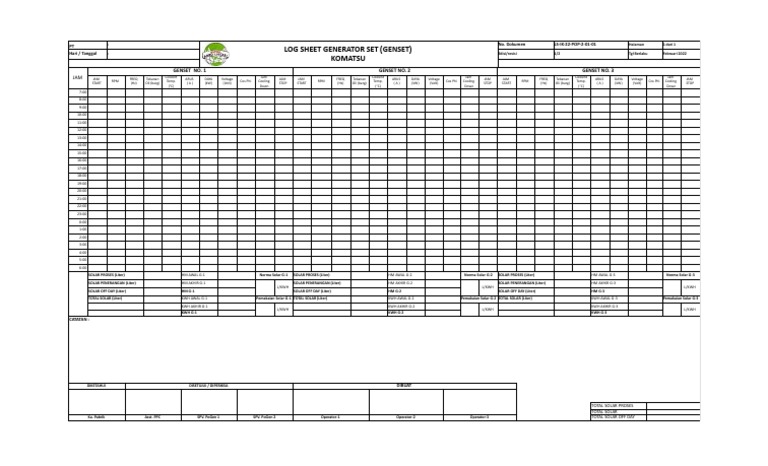 Genset Log Sheet for Operators | PDF | Electrical Engineering ...