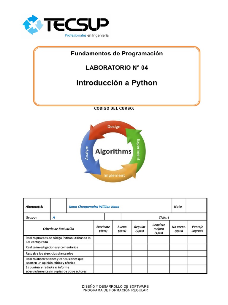 Lab 04 - Introducción A Python Kanna | PDF | Python (lenguaje de ...