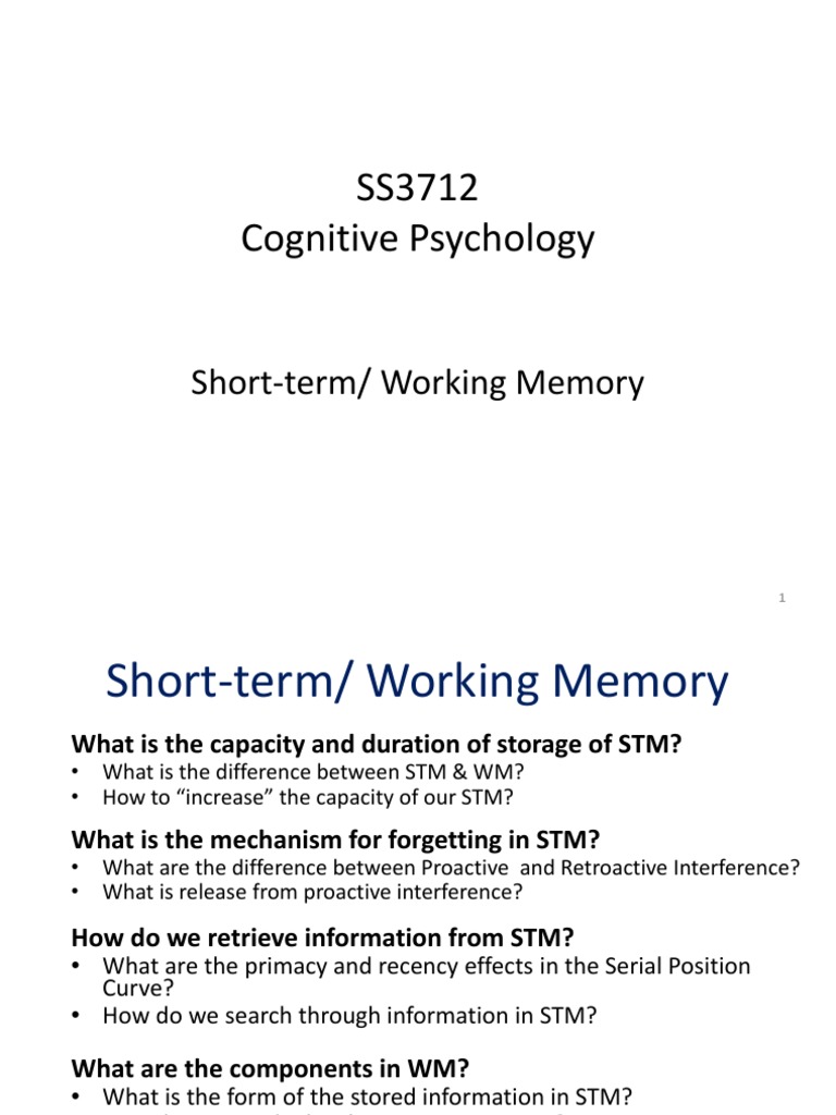 SS3712 Lecture 5 Short Term Memory - 2223A - Handout | PDF SS3712 Lecture 5 Short Term Memory - 2223A - Handout | PDF