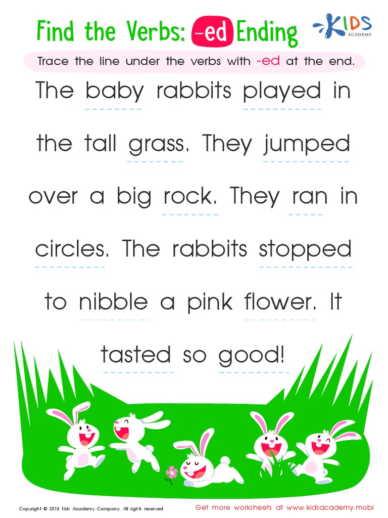 Grade 1 Find The Verbs Ed Ending Worksheet | PDF