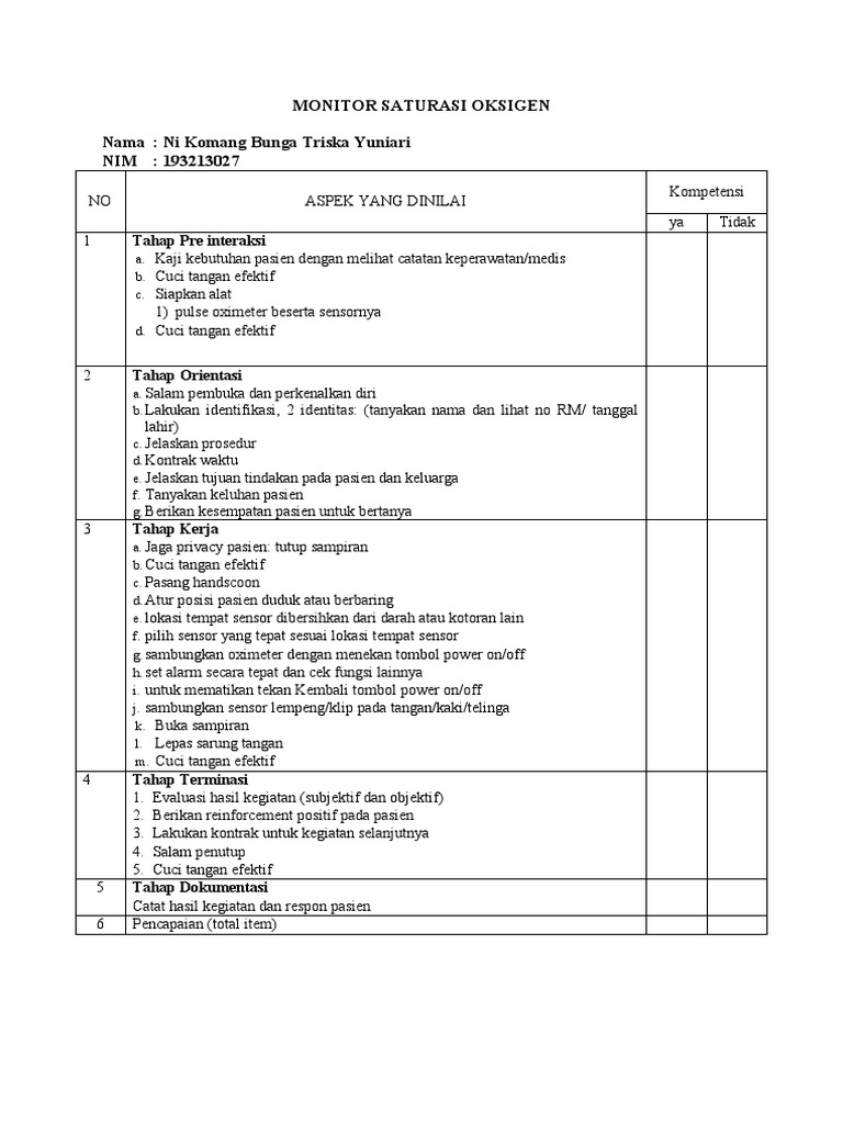 Sop Saturasi Oksigen | PDF