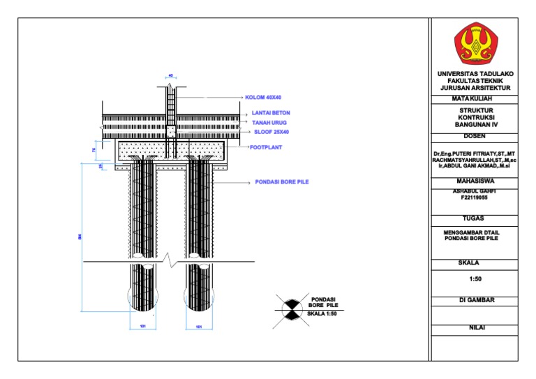 Dtail Pondasi Bore Pile | PDF