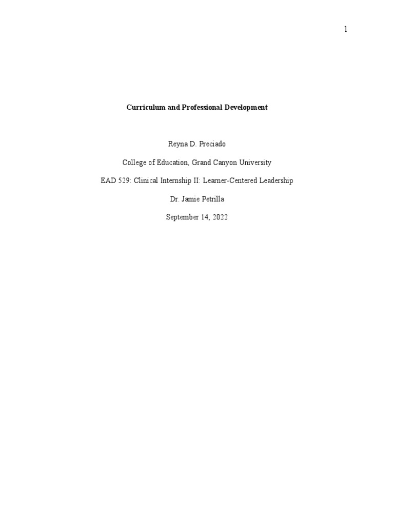 Ead 529 Curriculum and Professional Development | PDF | Career & Growth