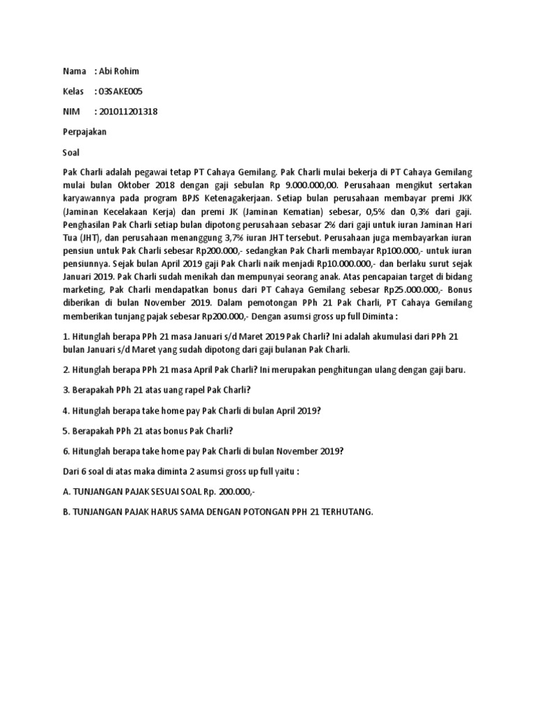 Abi Rohim - 201011201318 - Perpajakan | PDF | Pengelolaan Keuangan & Uang