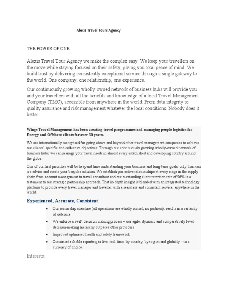 Alexis Travel Tours Agency | PDF