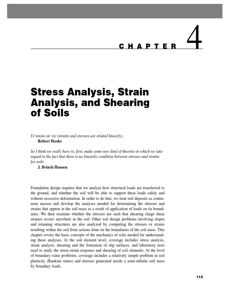 Stress Analysis, Strain Analysis, and Shearing of Soils | PDF | Stress (Mechanics) | Stress ...