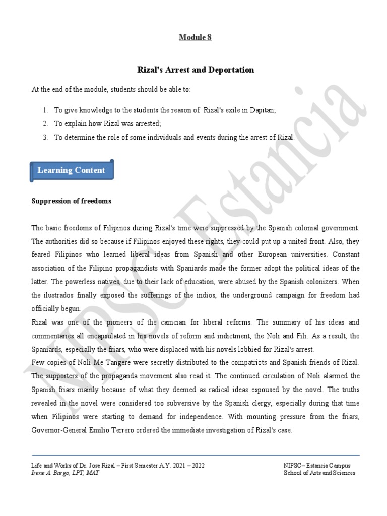 Module 8 Rizal | PDF